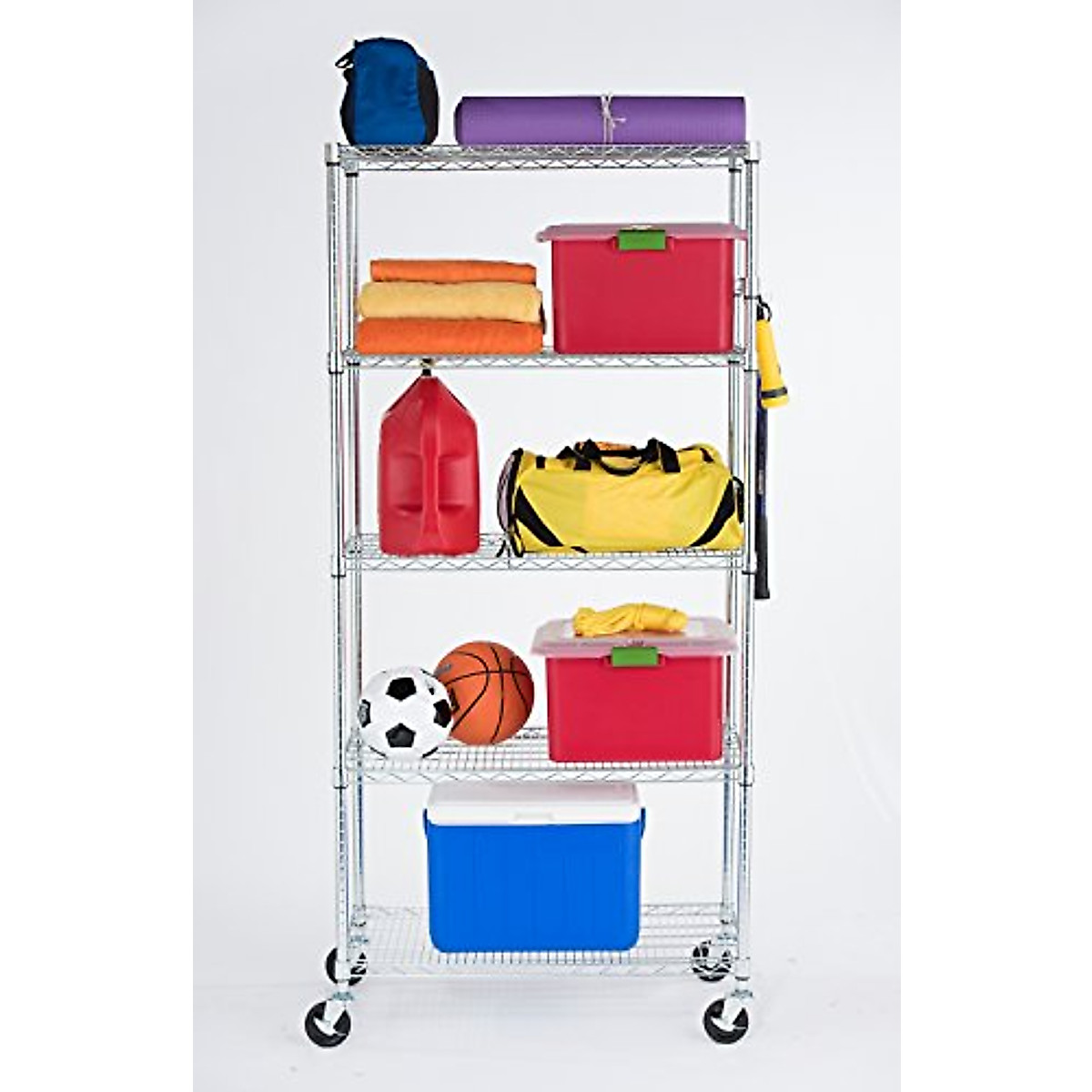 TRINITY EcoStorage 5-Tier NSF Wire Shelving Rack with Wheels, 36 by 18 by 72-Inch, Chrome