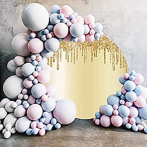 DASHAN 6.5x6.5ft Polyester Gold Theme Round Backdrop Glittering Sequins Starlight Photography Background for Adult Kids Baby Shower Girl Birthday Party Banner Decor Photo Portrait Studio Booth Props