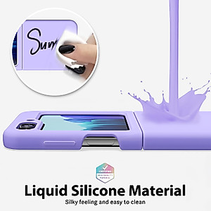 oakxco for Samsung Galaxy Z Flip 5 Phone Case Liquid Silicone, Cute Thin Slim Soft Rubber TPU Plain Smooth Gel Cover for Women Girl, Matte Solid Protective & Shockproof, Lilac Lavender Light Purple