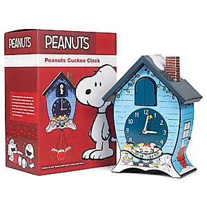 Mark Feldstein & Associates Peanuts Gang Snoopy Linus Lucy ICY Blue 17 x 9 Christmas Cuckoo Clock