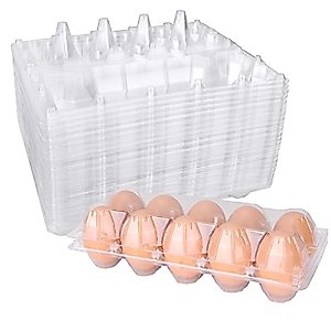 ZOFORTY 60 Pack Plastic Egg Cartons Bulk Empty Clear Chicken Egg Tray Disposable Egg Carton Holder for Chicken Farm, Refrigerator Storage, Family Pasture (10 Grids)
