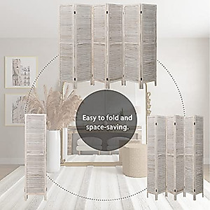 Babion Room Divider 6 Panel, Louver Wood Room Divider, 5.6ft Tall Partition Room Dividers and Folding Privacy Screens, Room Divider Wall, Modern Freestanding Room Divider for Bedroom Office,White