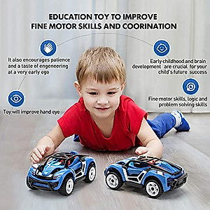 M MOOPAI Pull-Back Toy Cars Take Apart Race Car DIY Car Assembly Toy Tool Kit Build Your Own Car Educational Toy for Kids Boys & Girls Toys Aged 3+ (Blue)