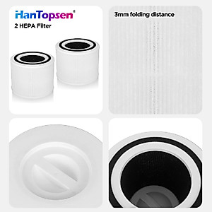 2 Pack Core 300 True HEPA Replacement Filters for LEVOIT Core 300 and Core 300S Vortex Air Air Purifier, 3-in-1 H13 Grade True HEPA Filter Replacement, Core 300-RF, White