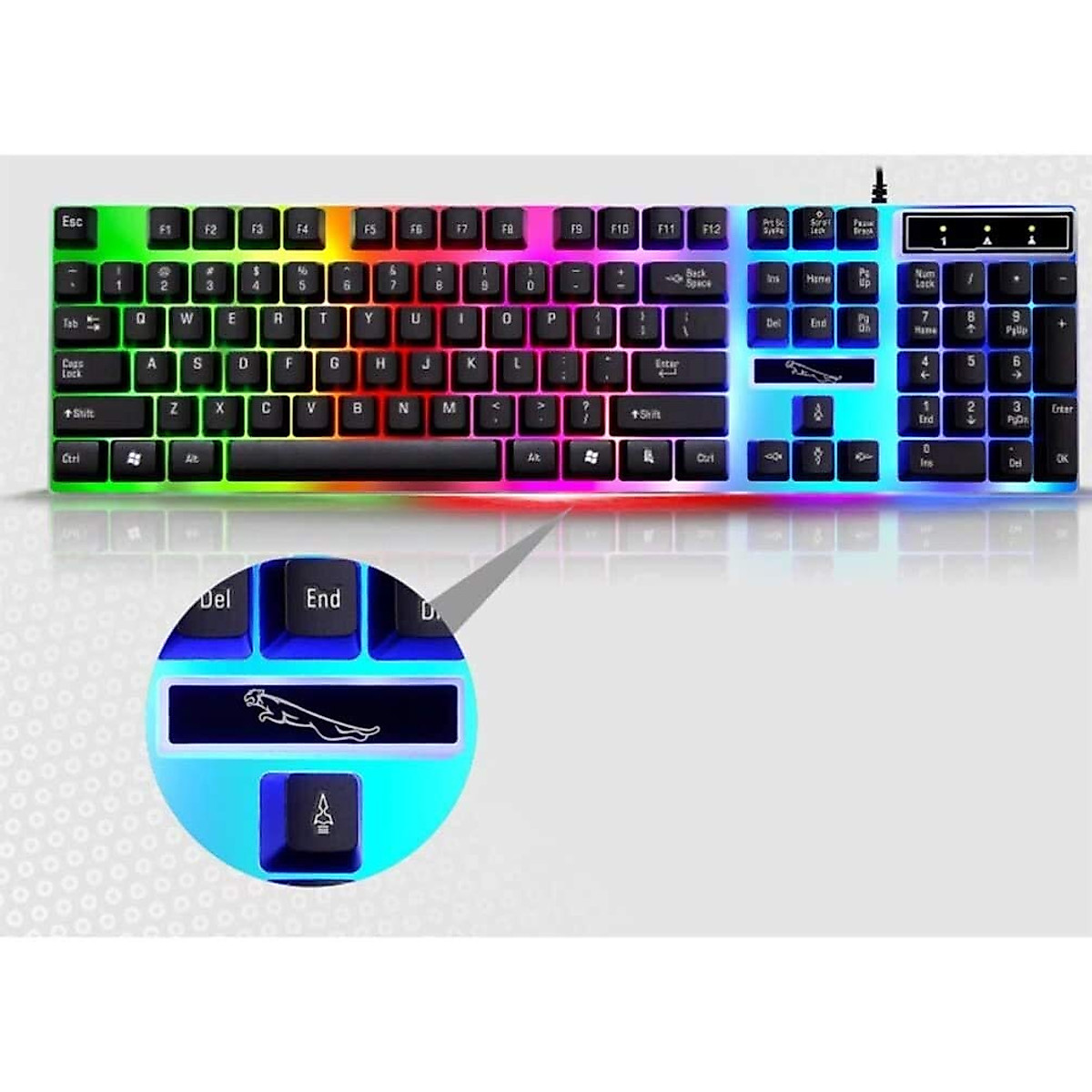 HJJWL Gaming Keyboard and Mouse Combo, RGB Rainbow Backlit Keyboard Compact USB Wired Mechanical Feeling Keyboard for Computer Gamer Office (White),Colour Name:Black (Color : Black)