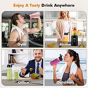 MoKo Countertop Blender for Kitchen for Smoothies/ice, Portable Blenders Personal Size with 22 OZ BPA Free Travel Cup and Lid, 6 Stainless Steel Blades for Powerful Blending, Black