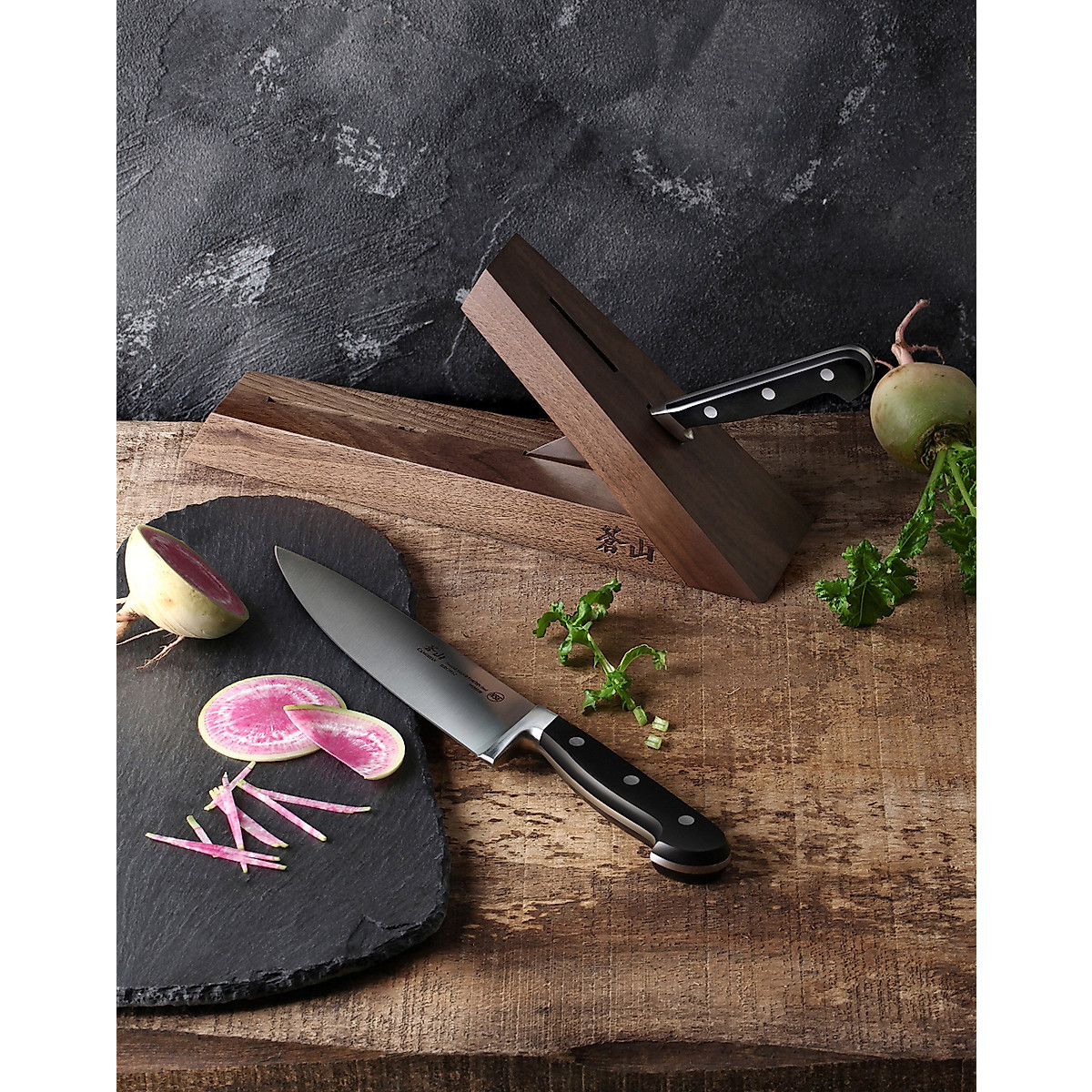 Cangshan TV2 Series 1021585 Swedish 14C28N Steel Forged 3-Piece TAI Knife Block Set, Walnut