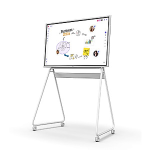 Vibe 55'' Interactive Whiteboard Portable Stand, Four Lockable Wheels, Sleek Design for The Modern Office or Classroom (White)