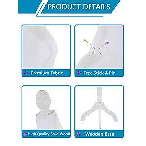 Mannequin, 49.6-63.4 Inch Adjustable Mannequins Body Female, Solid Wood Dress Mannequin with Stand, Sewing Mannequin Female, Adjustable Dress Form for Clothing Jewelry Display, Manikin Body, White