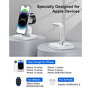 Charging Station for Multiple Devices - ADADPU 3 in 1 Wireless Charger Stand for Apple Watch Series 8/7/6/5/4/3/2/SE Phone Charging Dock for AirPods iPhone 14/13/12/11 Pro X Max XS XR 8 7 Plus