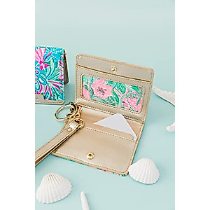 Lilly Pulitzer Snap ID Card Case, Cute Keychain Wallet, Slim Credit Card Holder with Wristlet Strap, Coming in Hot