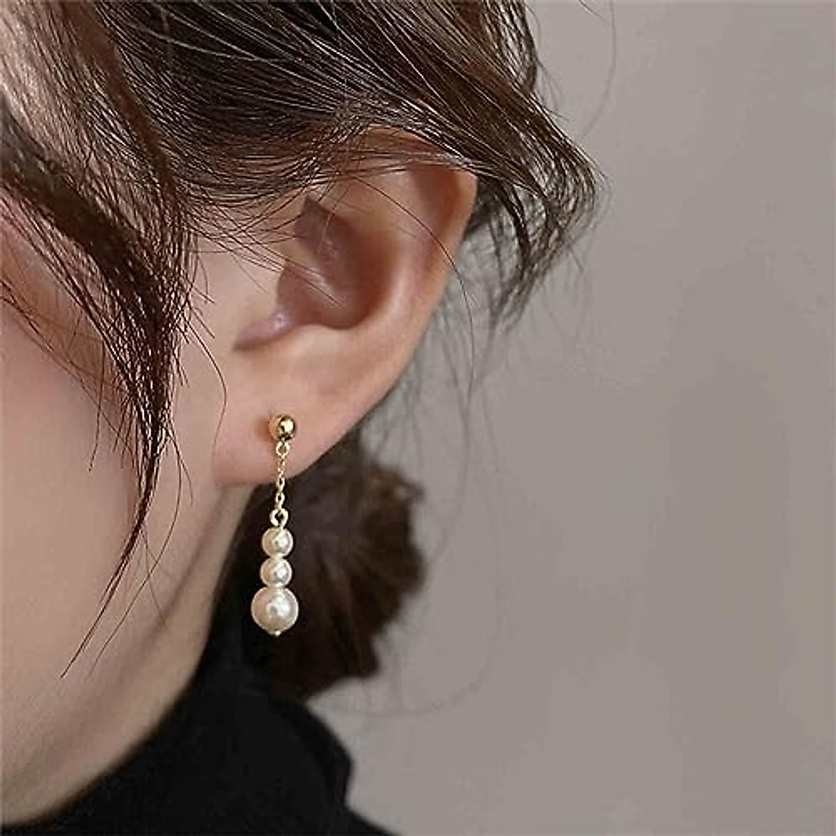 Sttiafay Vintage Pearl Drop Earrings Long Pearl Chain Earrings Gold Pearl Tassel Earrings Pearl Beaded Stud Earrings Jewelry for Women and Girls