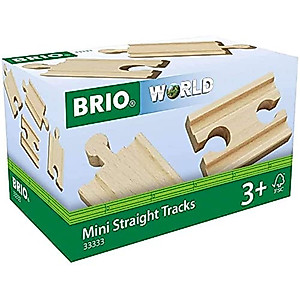 Brio World 33333-4-Piece Mini Straight Tracks | Versatile Wooden Train Set Extension | Ideal for Kids Aged 3 & Up | Compatible with Brio Railway Toys | FSC Certified for Sustainable Forestry