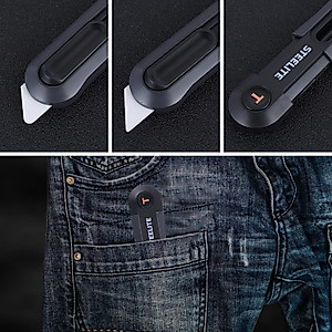 Steelite Auto-Retractable Box Cutter Ceramic Utility Knifes Safe Unboxing Kinves Cartons Cardboard Cutter Suitable for Office and Home Right-handed