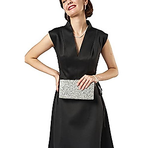 Coucoland Evening Rhinestone Clutch Jewelry - Wedding Bridal Bridesmaid Handbags Purses Silver Accessories for Women Statement Necklace Earrings Bracelets Set Formal Women's Sets