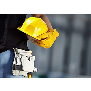 HHPROTECT Leather Work Gloves Wrist Tough Cowhide Safe Gardening Glove- M