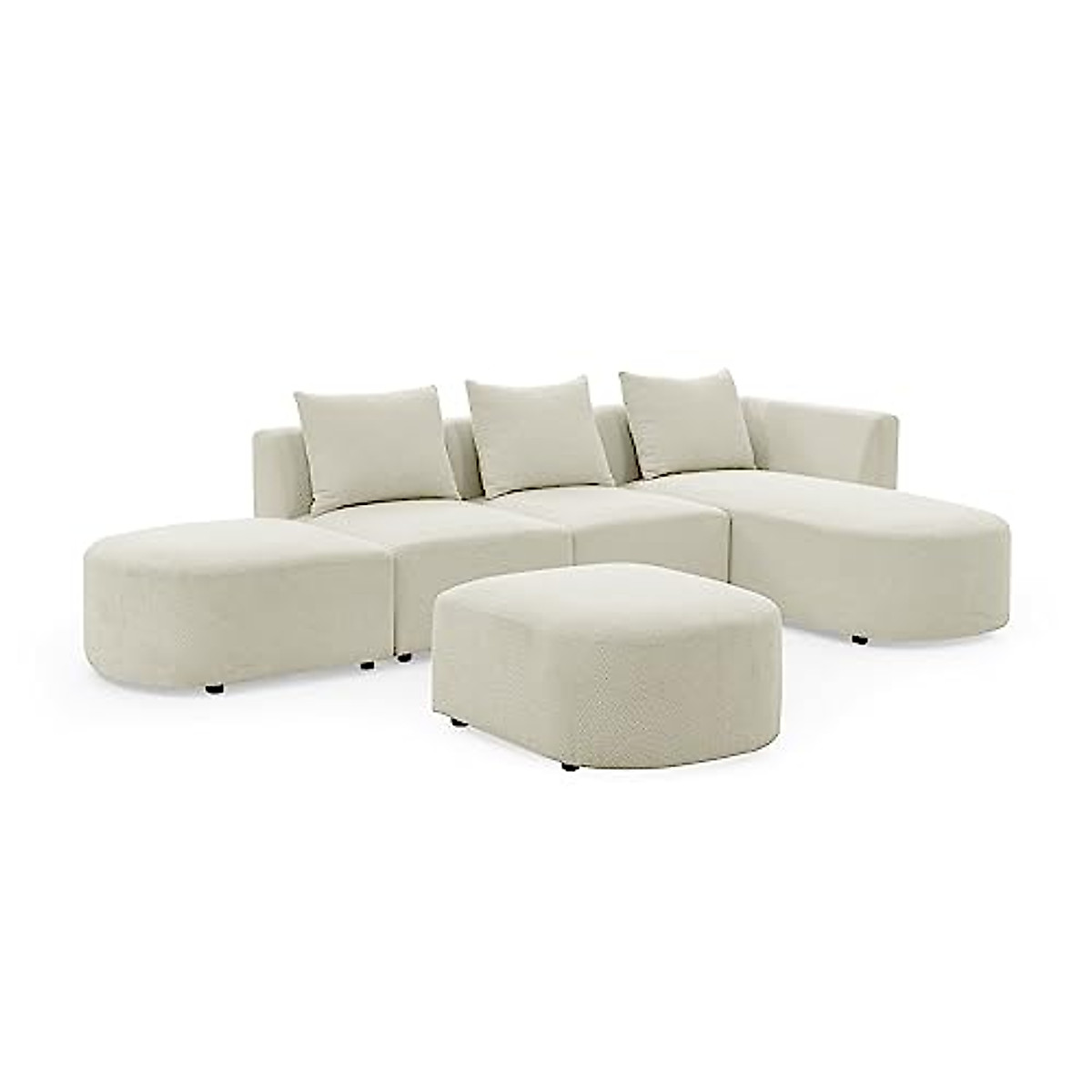 L-Shaped Corner Sectional Sofa Right Facing Modular Sofa&Couch, Modern Living Room Free 5 Seater Convertible Sofá Deep Seat Tufted Upholstered Cloud Couch W/Ottoman & Chaisesfor Home Office Apartment