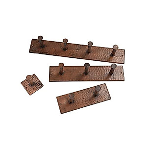 Premier Copper Products RH4 Hand Hammered Copper Quadruple Robe / Towel Hook, Oil Rubbed Bronze