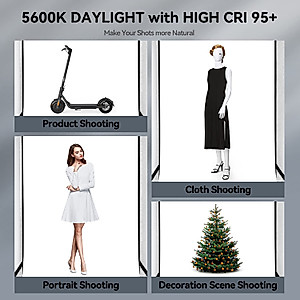 Professional Large Photo Light Box Photography Studio, Takerers 47x39x78inch LED Dimmable Shooting Tent Continuous Lighting Softbox for Clothing Photography with 3 Color Backdrops