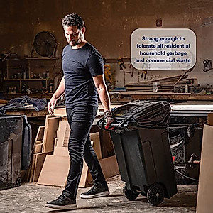 Plasticplace 95-96 Gallon Garbage Can Liners │ 2 Mil │ Black Heavy Duty Trash Bags │ 61” x 68”, 25 Count