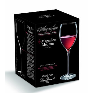 Luigi Bormioli Magnifico 15.5 oz Medium Wine Glasses, Set of 4, Clear