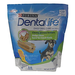 Daily Oral Care Chews Dental Dog Treats - Mini Snacks for Small Breeds (58 Count) - Plus Rope Toy and Fun Animal Facts Booklet Bundle