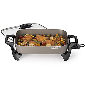 Presto Grey Ceramic 06856" Electric Skillet (16") and Presto Ceramic 22-inch 07062 Electric Griddle with removable handles, Black