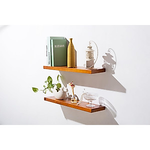 XuXuanHome.Z Natural Wood Floating Shelves 24 inch，Wooden Shelves for Wall，Walnut Floating Shelves for Wall、Solid Wood Floating Shelves，Wooden Floating Shelves for Wall，24 x 6.7X 1.2 inch, Set of 2