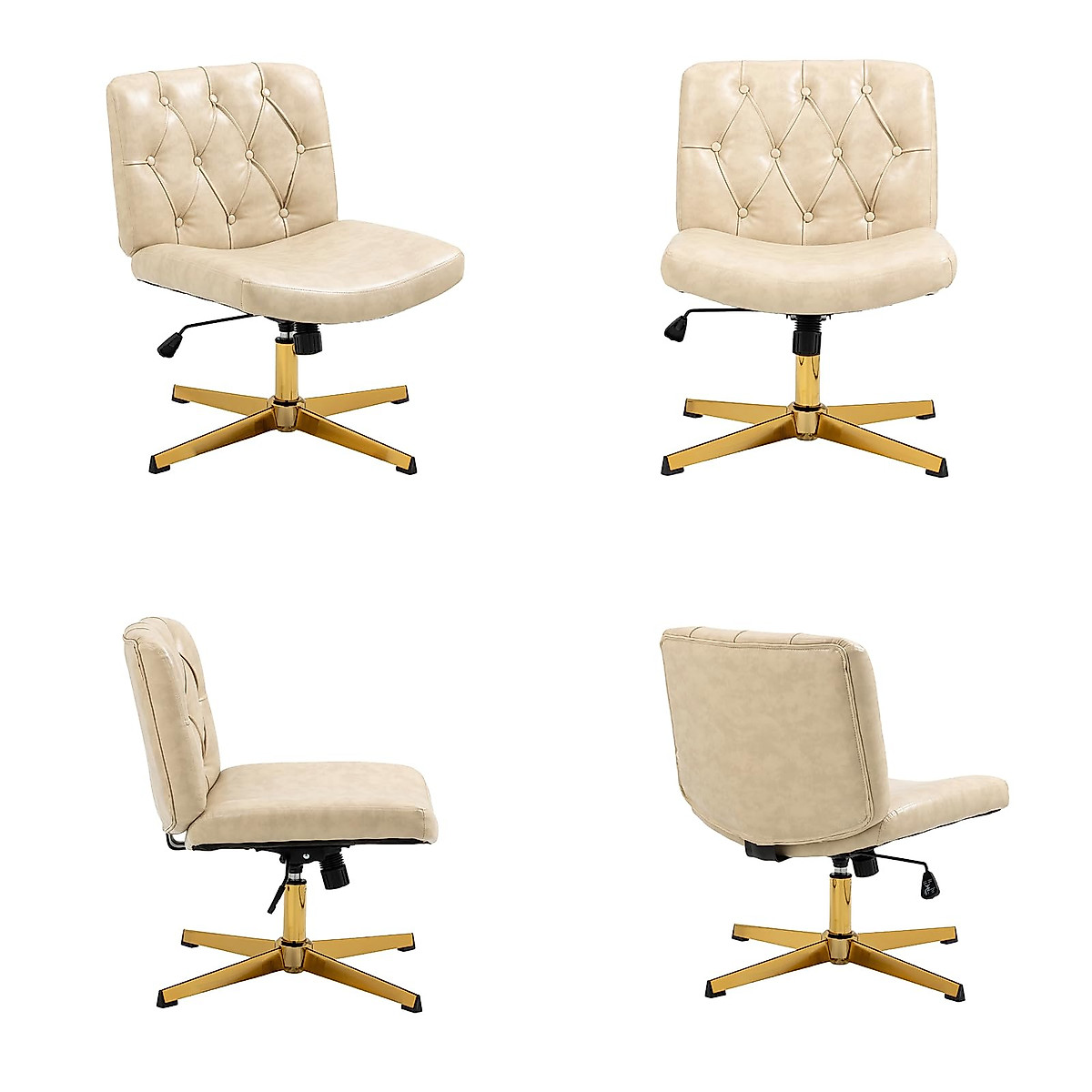 Targawerelax Criss Cross Desk Chair, Adjustable Office Chair no arms, Crisscross Chair, Home Office Desk Chairs no Wheels Cross Legged Office Chair Vanity Chair Computer pc Chair for Small Spaces