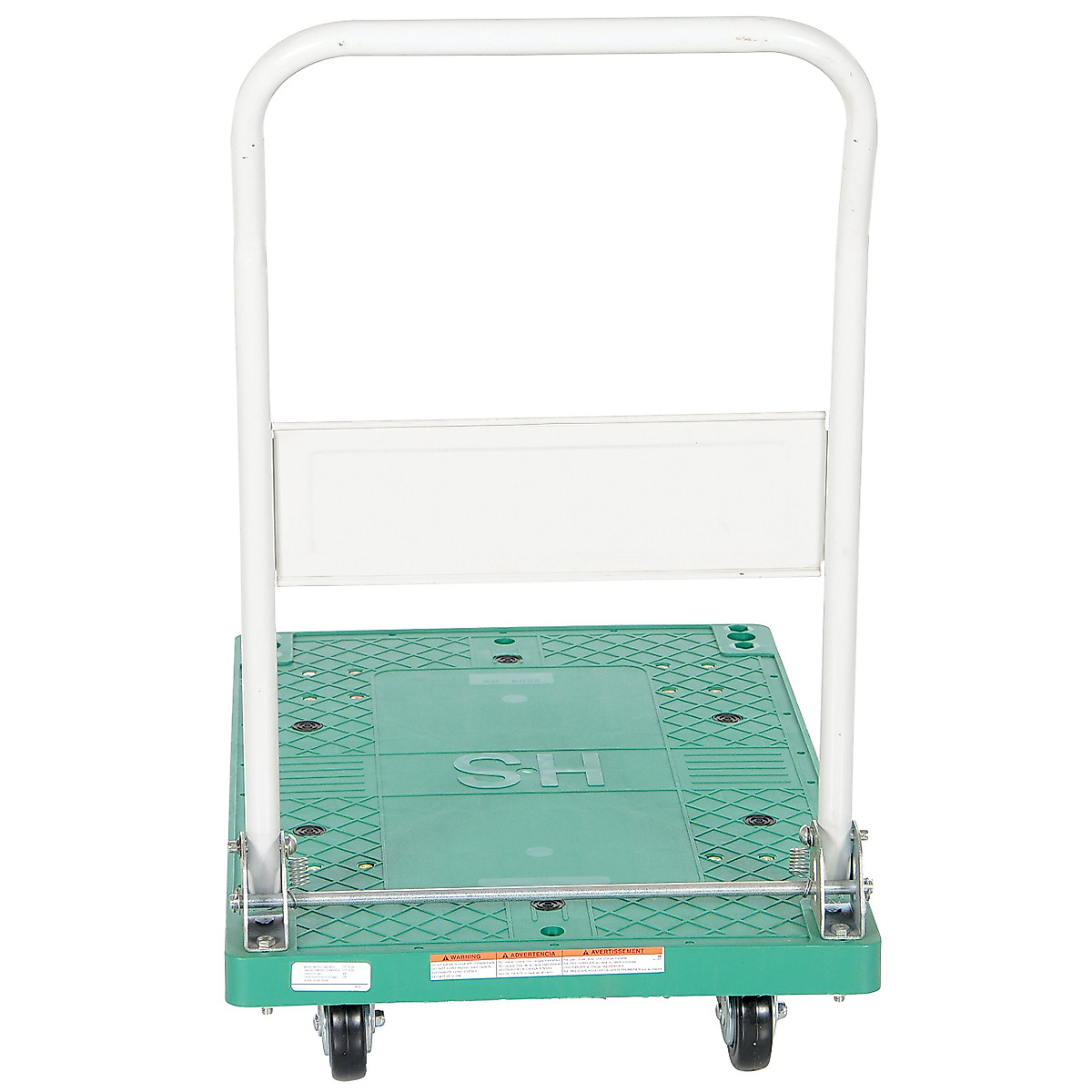 Vestil FPT-2133 Plastic Platform Truck with Fold Down Handle, 500 lbs Capacity, 33" Length x 21" Width x 6-1/2" Height Deck