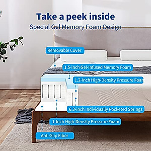 Opoiar King Mattress, 10 Inch Memory Foam Hybrid Spring Mattress in a Box King Size, Medium Firm Cooling Gel Infused Innerspring Mattress Made in USA,Pressure Relieving, Breathable Cover,CertiPUR-US
