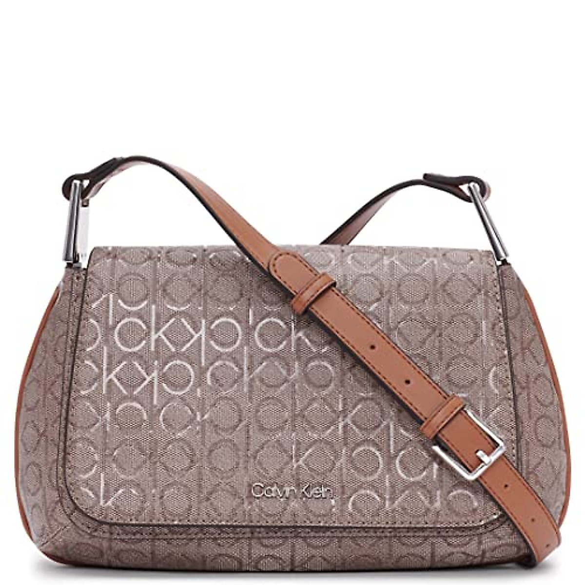 Calvin Klein Charlie Flap Crossbody, Almond/Taupe/Caramel