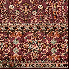 Linon Home Decor Products The Anywhere Washable Rug Yarit Garnet & Ivory 3' X 5' Accent Rug