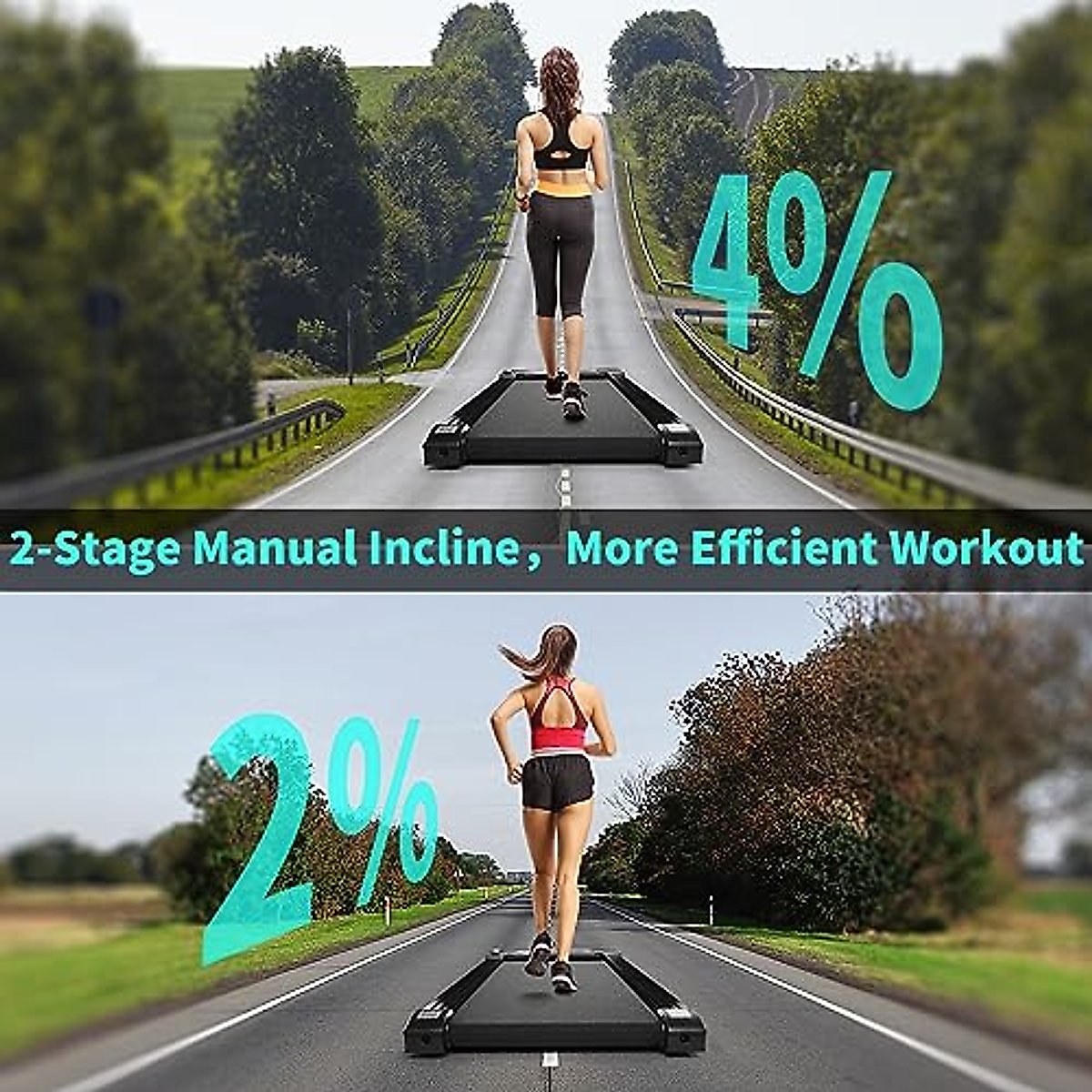 CEARTRY Treadmill with Incline, Under Desk Treadmill with 4% Incline, Walking Pad Treadmill, Incline Treadmill with 12 Preset Programs, Treadmills for Home and Office