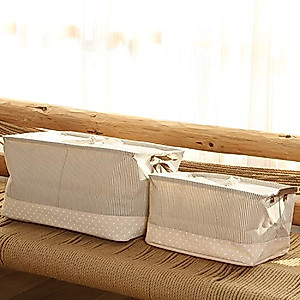 Hinwo 70L Extra Large Capacity Storage Basket with Handles, Canvas Fabric Storage Bin, Rectangle Storage Box, Clothes, Toys Organizer for Nursery, Kid’s Room, 22 x 15 inches, Waterproof, Grey