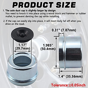 GREPSPUD 4pcs 1.98'' Trailer Hub Bearing Dust Caps, Trailer Axle Dust Cap Cup Wheel Center Grease Cover Caps & 4pcs Extra Rubber Plugs for 2000 to 3500 lb Boat Trailer Dexter EZ Lube Trailer Camper RV