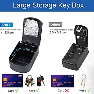 Key Lock Box Wall Mounted, Waterproof Key Safe Box, Extra Large 4 Digit Combination Lock Box with Spare Key, Security Key Storage Box for Home Office Garage School Factory Indoor Outdoor (Black 1)