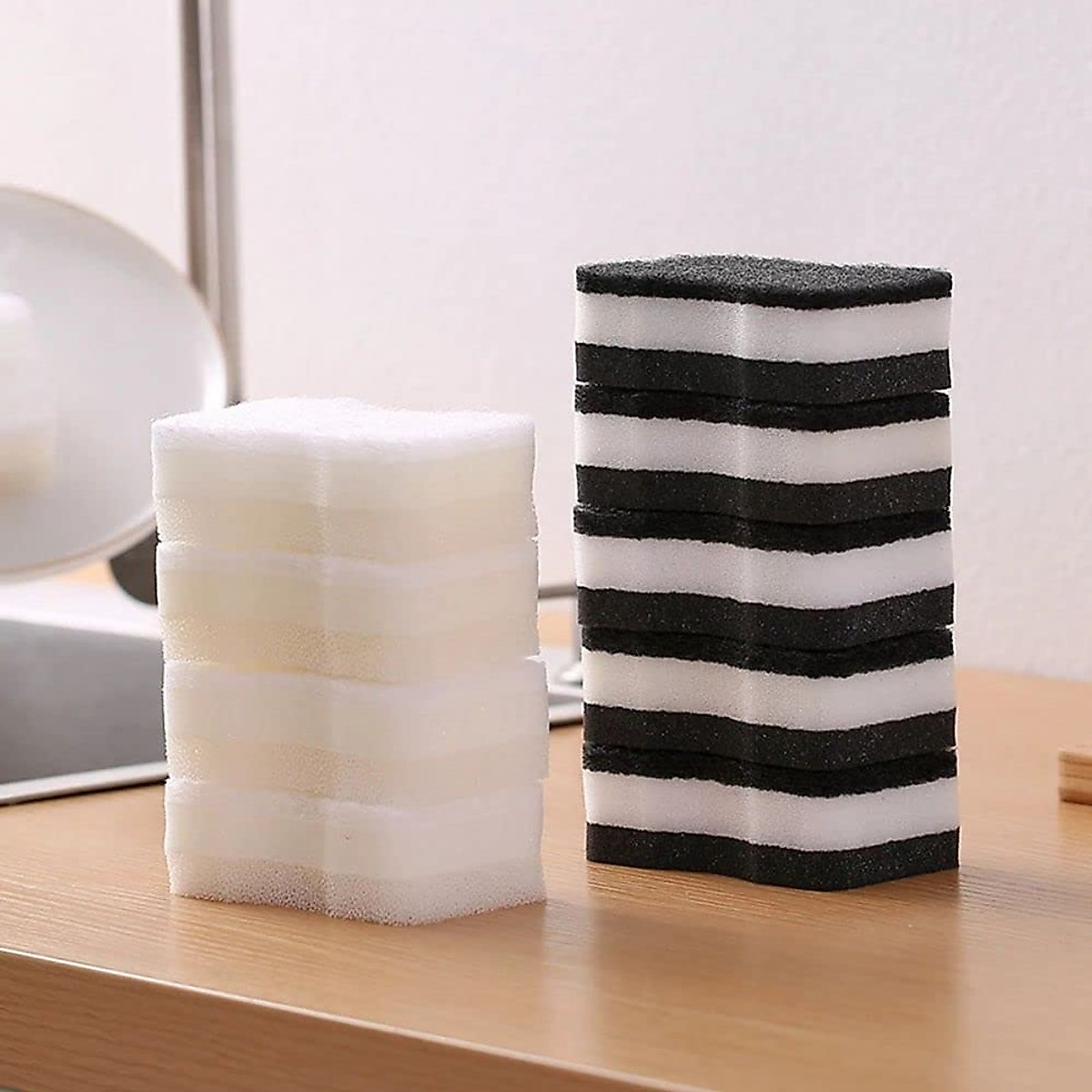 Sponge Wipe Two-Sided Cleaning Sponge Thickened Sponge Scouring Pad Stainless Steel Sponges Holder Self Adhesive Sponges Organizer Drain Racks