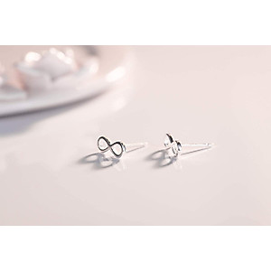 Minimalist Infinity Tiny 925 Sterling Silver Cartilage Tragus Small Stud Earrings for Women Sensitive Ears Cute Mini Huggie Post