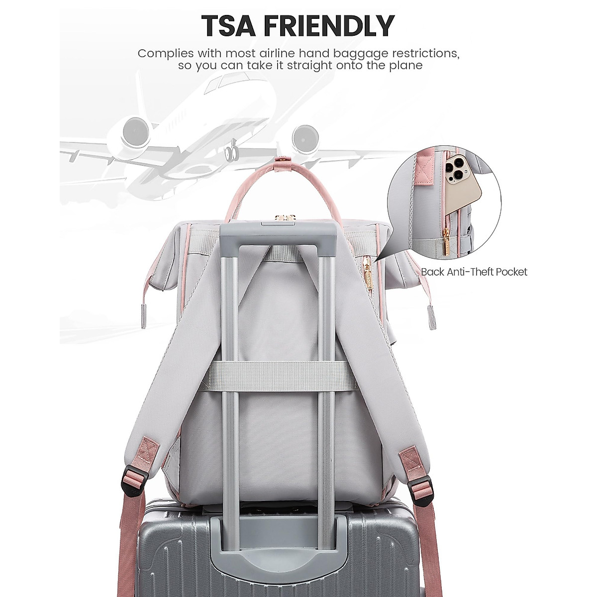 LOVEVOOK Laptop Backpack for Women Teacher Nurse Bag, 15.6 Inch Womens Work Bags, Waterproof Travel Backpack Purse, Business Computer Laptop Bag with USB Port