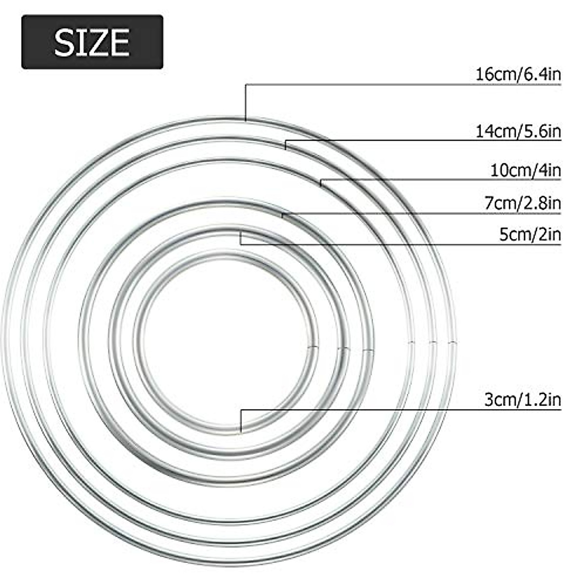 24 Pieces Metal Rings Hoops Metal Dream Catcher Rings Metal Macrame Rings Steel Craft Rings Metal Floral Hoop for Wreaths Macrame Projects(Gold, 3.5/5/ 7.5/10/ 12/16 cm)