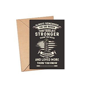 Emily gift Motivational Card For Soldier - Veteran With Envelope - A Great Inspirational Card To Show Appreciation For A Militar On A Special Day - Birthday - Retirement - Graduation