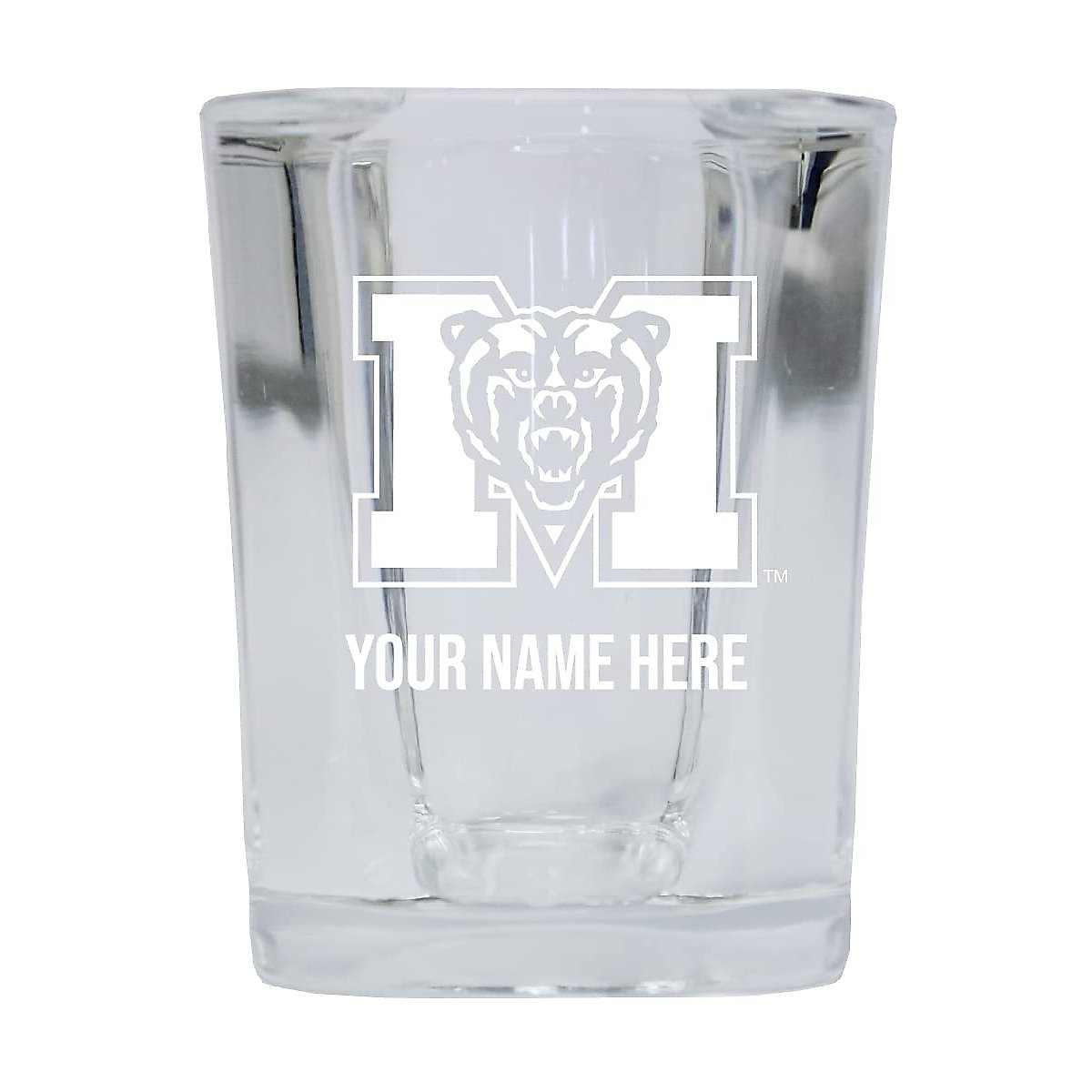 Personalized Customizable Mercer University Etched Square Shot Glass 2 oz With Custom Name (1) Officially Licensed Collegiate Product