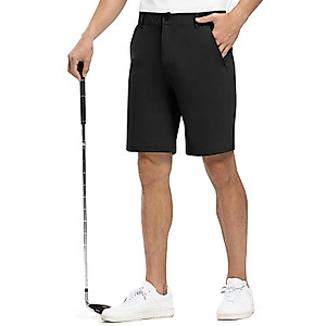 Rdruko Men's Golf Shorts Stretch Quick Dry 9" Work Casual Shorts with 5 Pockets(Black, US 42)