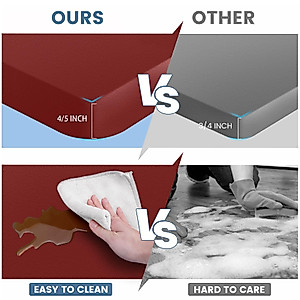 4/5 Inch Thick Kitchen Rugs, Cushioned Kitchen Mats, Anti Fatigue Mat for Floor, Non-Skid Washable Rug Set, Waterproof Standing Desk Mat, Heavy Duty Comfort Foam Mats for Home, Office, 17.3"*39", Red