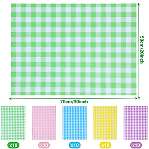 Bolsome 50 Sheets Spring Pastel Tissue Paper Buffalo Plaid Wrapping Paper Pink Yellow Blue Green Purple Gift Tissue Paper for Home DIY Gift Bags Spring Easter Birthday Decoration, 20 x 30inch