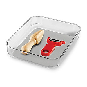 madesmart Bin - 9.75 x 7.75 in | Light Grey | Clear Soft Grip Collection | Soft-grip Lining | Non-slip Feet | BPA Free