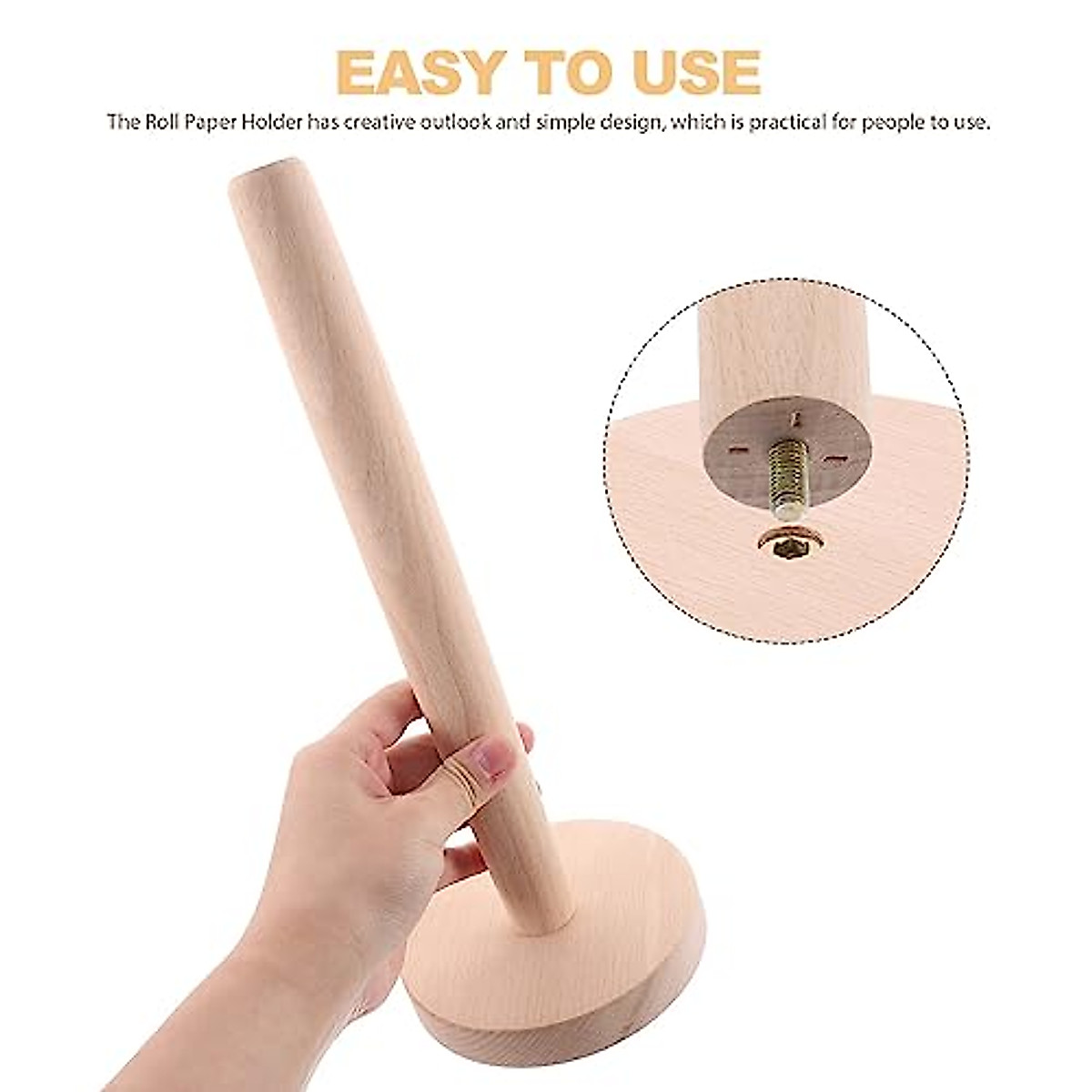 Paper Towel Holder Standing Paper Towel Holder Countertop Paper Towel Dispenser Wooden Kitchen Roll Holder Organizer Non Slip Napkin Roll Stand for Home Office Bathroom