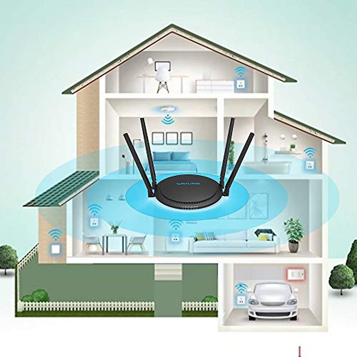 WAVLINK AC1200 Smart Gigabit WiFi Router-Dual Band MU-MIMO Wireless Internet Router with 4X Antennas for Online Game & HD Video,Patented TouchLink,More Reliable Long Range Coverage
