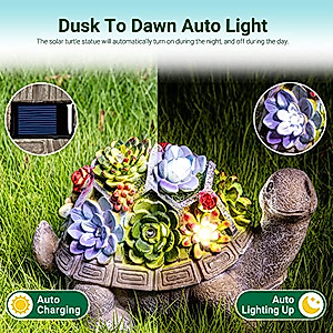 GIGALUMI Solar Garden Statues Turtle Figurine Lights for Outside, Yard Decorations Outdoor, Garden Decor Unique Birthday Housewarming Gifts for Mom, Women for Mothers Day